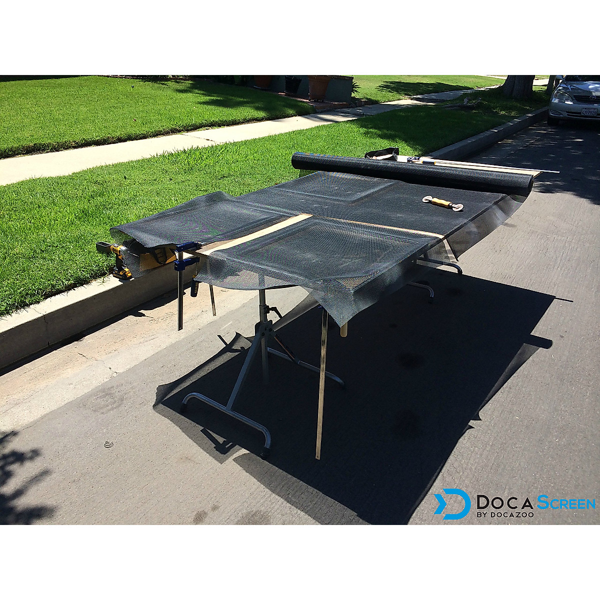 DOCAZOO DocaScreen Window Screen Replacement - Easy to Cut Fiberglass Roll Screen Door Mesh, 72 inch x 100 feet - DIY for House Windows, Door, Pool, Porch or Back Patio, Gray