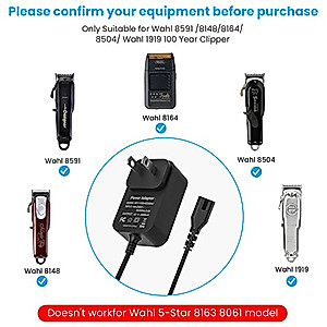 NFGEKT 4V for Wahl Magic Clip Cordless Charger, 4V Wahl Clipper Charger for Wahl Shaver 8148/8591/8164/8504, Wahl 1919 100 Year Hair Clipper, Wahl 5-Star Magic Clip Cordless Shavers.