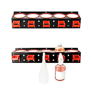 QWORK Spray Bottle Storage Rack, Aerosol Can Rack Organizer Wall Mount, Sprayer Spray/Composite Bottle Holder, Cleaning Detailing Tools Organizer, with 5 Holes and 5 Plastic Hooks