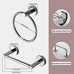 WEIKO Chrome Toilet Paper Holder Towel Ring,Bathroom Hardware Set,Hand Towel Holder Wall Mount Tissue Roll Holder with Double Post Bath Accessories SUS304 Stainless Steel 2pc