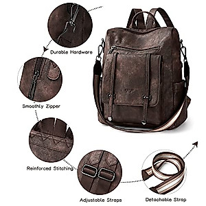 OPAGE Backpack Purse for Women Leather Backpack Purse Travel Backpack Fashion Designer Ladies Shoulder Bags With Wristlets
