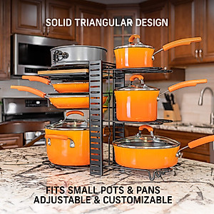 MAGIC HOME USA Pots and Pans Organizer – Kitchen Cabinet Organization and Storage – Pot Rack Organizers – 3 DIY Methods – Adjustable Pot Lid Holder for Kitchen Counter Pantry – Pot and Pan Organizer