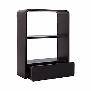 Kate and Laurel Kato Modern Wall Shelf with Drawer, 18 x 24, Black, Decorative Over The Toilet Shelf for Use as Bathroom Storage or Living Room Display Shelf