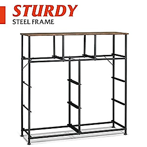 WLIVE Fabric Dresser for Bedroom with 9 Drawers, Tall Chest of Drawers, Storage Tower, Organizer Unit with Fabric Bin, Steel Frame, Wood Top for Nursery, Closets, Rustic Brown Wood Grain Print