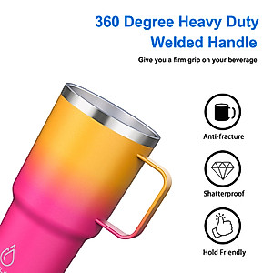 yoelike 32OZ Tumbler With Handle, Stainless Steel Vacuum Insulated Coffee Mug Cup for Travel, Home, Office, Indoor and Outdoor, Dishwasher Safe - Keep Cold 24hrs And Hot 12hrs (Dusk)