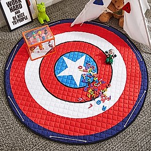 INCX Baby Play Mat Cute Children Rug/Mat Toy Storage Bag Organizer 58x58 Inch Captain America1