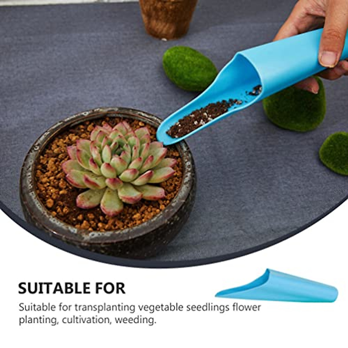 Amosfun 3pcs Gardening Shovel Cup Plastic Bucket Shovel Bonsai Soil Scoops for Home Succulent Planting Measuring Spoon Tool (Blue Pink Green)