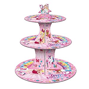 3 Tier Cupcake Stand - Sweet Themed Party Decorations Supplies for Kids Girls Birthday Party, Baby Shower,Wedding, Gender Reveal Party