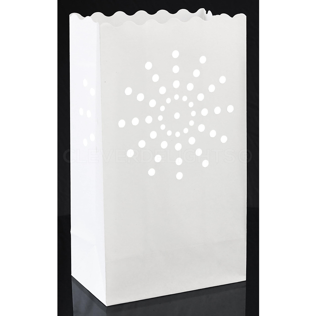 CleverDelights White Luminary Bags - 50 Count - Sunburst Design - Wedding Party Christmas Holiday Luminaria