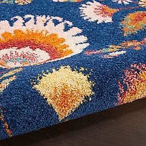Nourison Allur Floral Navy Multicolor 5'3" x 7'3" Area -Rug, Easy -Cleaning, Non Shedding, Bed Room, Living Room, Dining Room, Kitchen (5x7)