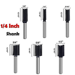 6Pcs Straight Router Bit Set 1/4 Shank, Double Flute Straight Bit Dado Straight Cut Router Bit, Cut Dia 3/4", 5/8", 1/2", 3/8", 5/16", 1/4", Straight Router Bit for Woodworking Groove by SICWOOD