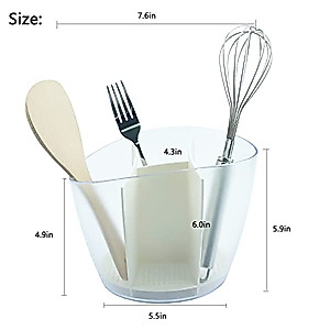 YEUPYL Plastic Cutlery Organizer Kitchen Utensil Holder Flatware Caddy Plastic Utensil Container for Kitchen Countertop - White