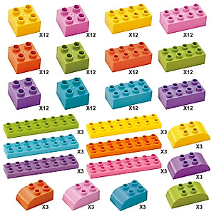 JOYIN 180 Pcs Kids Building Blocks, Toddler Building Bricks Set, 6 Colors 5 Shapes STEM Classic Basic Big Large Education Toy for Girls Boys 3-8 Years Christmas Birthday Gift