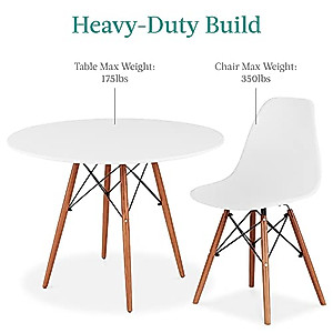 Best Choice Products 5-Piece Dining Set, Compact Mid-Century Modern Table & Chair Set for Home, Apartment w/ 4 Chairs, Plastic Seats, Wooden Legs, Metal Frame - Brown/White