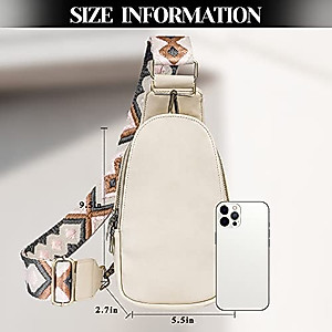 JXWENBYX Sling Bag for Women PU Leather Sling Bag Small Crossbody Sling Backpack Fashion Chest Bag for Traveling Hiking (Beige)