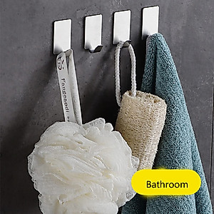 6 Pack door hooks self adhesive Small Sticky Hooks for Hanging Extra Strong Self Adhesive Hooksfor Bathroom Kitchen Hanging Coat Cloth Towel Key Waterproof No Nails 304 Stainless Steel Silver