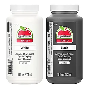 Apple Barrel PROMOABWB Set Featuring 2 16 fl oz White Black Acrylic Paint Colors, (Pack of 2), Multi 2
