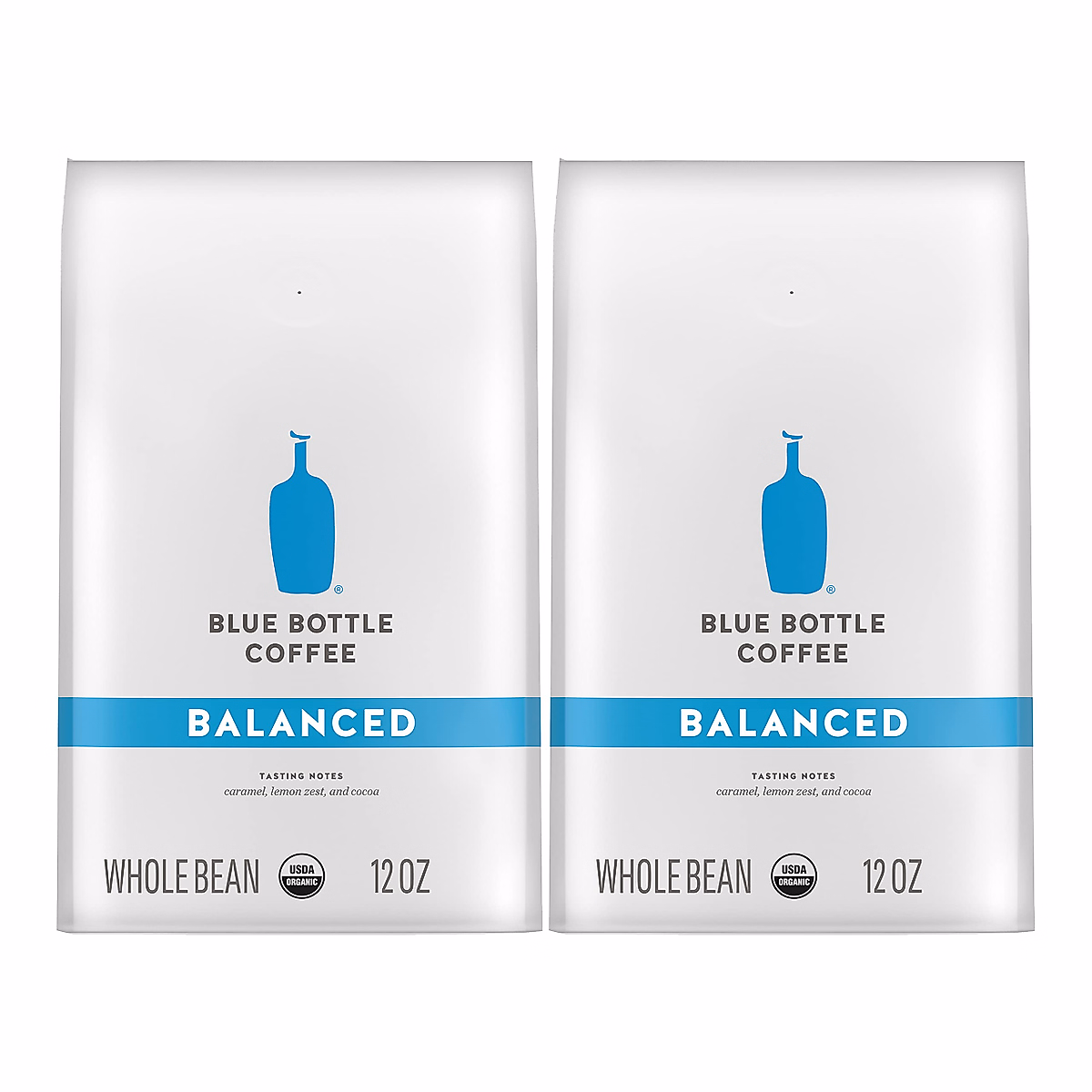 Blue Bottle Whole Bean Organic Coffee, Balanced, Medium Roast, 12 Ounce bag (Pack of 2)