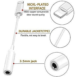 [Apple MFi Certified] Lightning to 3.5 mm Headphone Jack Adapter, 3 Pack Headphone Adapter for iPhone to 3.5mm Audio Aux Jack Adapter Dongle Cable Converter for iPhone 14 13 12 11 XR XS X 8 7 iPad