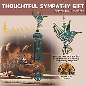 Wind Chimes Outdoor Deep Tone,Hummingbird Memorial Wind Chimes, Retro Windchimes Unique Outdoor Gifts, 27 inch Windchimes with 4 Tuned Tubes, Retro Asphalt Chime for Garden Patio Balcony and Home