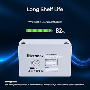 Renogy Deep Cycle AGM Battery 2-Pack 12 Volt 100Ah, 3% Self-Discharge Rate, 2000A Max Discharge Current, Safe Charge Most Home Appliances for RV, Camping, Cabin, Marine and Off-Grid System