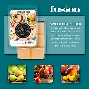 FUSION by Scentsationals Scented Wax Fragrance Melts - Spiced Pear Cider - Wax Cubes Pack, Home Warmer Tart, Electric Wickless Candle Bar Air Freshener, Spa Aroma Decor Gift - 2.5oz (3-Pack)