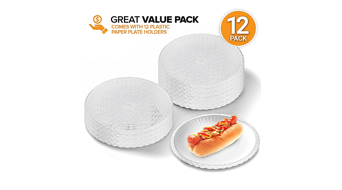 Durable 9” Paper Plate Holders - 12 Count by Stock Your Home