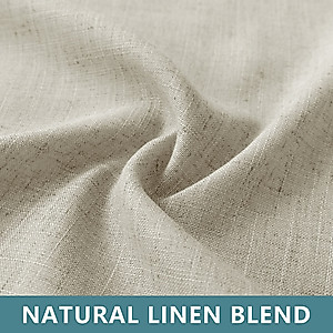 KOUFALL Beige Curtains 45 Inch Length for Farmhouse Kitchen,Rustic Country Burlap Sheer Cotton Curtains for Cafe,Tan