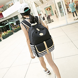 EZYCOK School Backpacks for Teen Girls Women, Lightweight Cute Bookbag Canvas Laptop Backpack with USB Charger Port, Travel Backpack for Girls