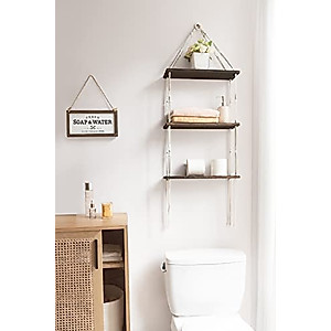 Mkono Macrame Wall Hanging Decor and Organizer Boho Hanging Shelf for Bathroom, Bedroom, Living Room