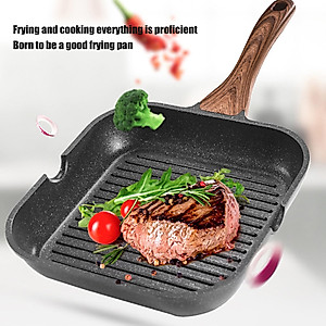 Marooma Grill Pan for Stove Tops, for Induction Cooking, Square Aluminum Frying Pan Ideal for Steak, Bacon, and More, Suitable for Culinary Enthusiasts and Home Chefs(9.4")