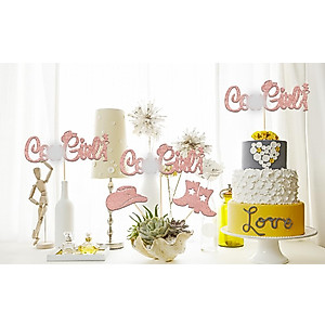 12 Pieces Western Cowgirl Centerpiece sticks, Western Cowgirl Party Table Topper, West Cowgirl Themed Party Decorations, Western Bachelorette Party Suplies Rose Gold