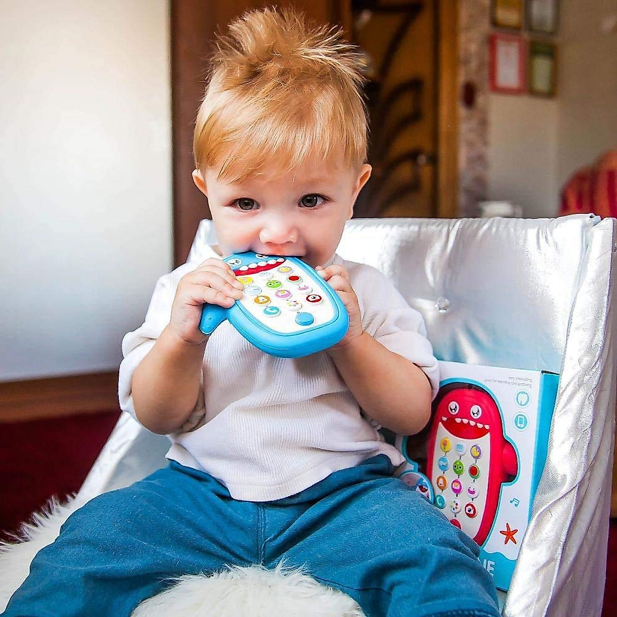 Baby Musical Toys,Baby Shark Phone Toys with Light and Sound, Teething Phone Toy for Babies - Play and Learn for Children and Toddlers