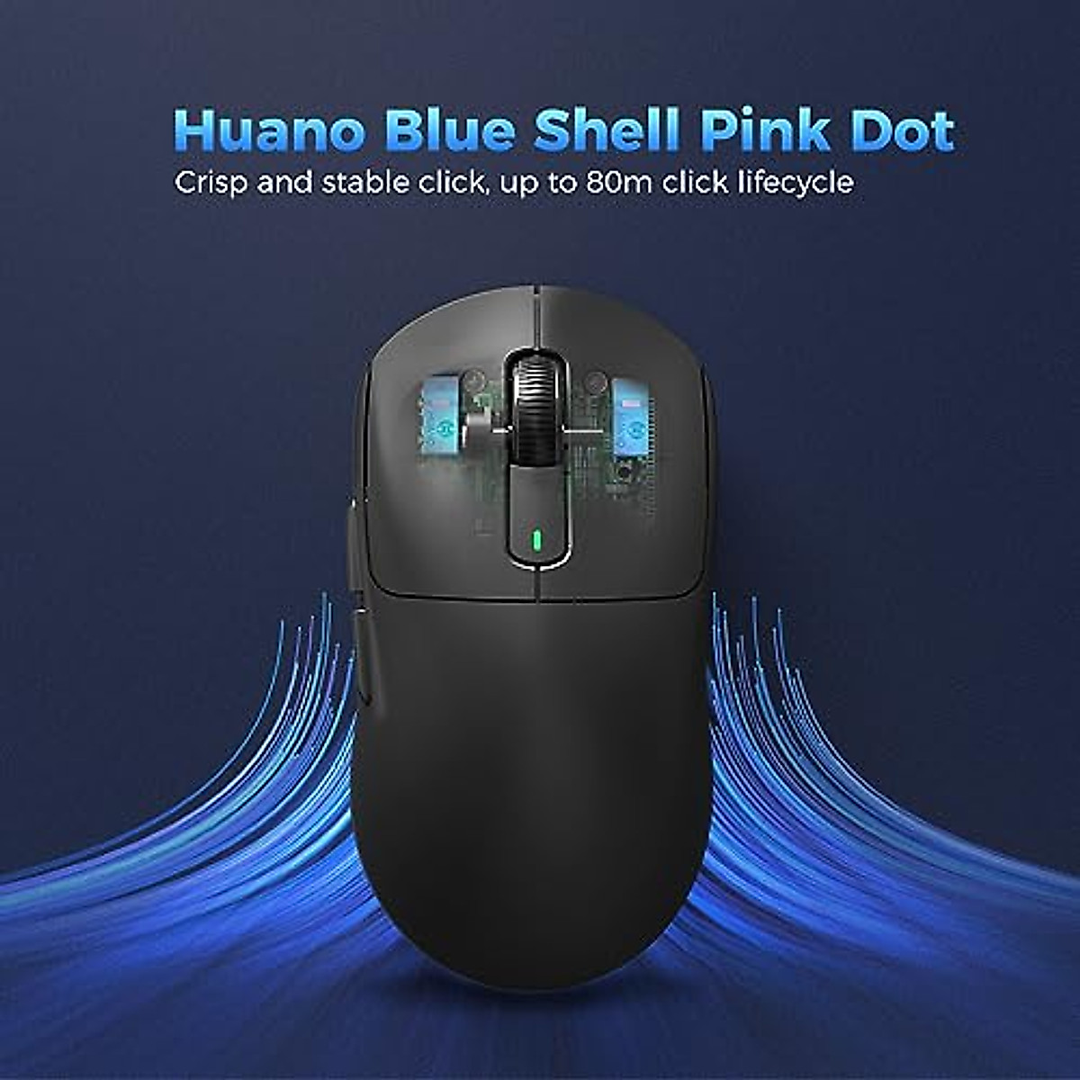 KYSONA Wireless Gaming Mouse Ultralight 55g, 3395 Lag-Free Sensor, 26K DPI, HUANO Switches, 80Hrs Long Battery Life, 6 Programmable Button for PC, 3 Modes (2.4G/Wired/BT), Win with M600, White