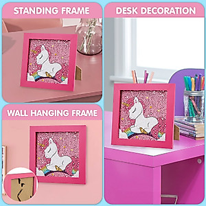 TOY Life 5D Diamond Gems Kits for Kids with Wooden Frame Diamond Arts and Crafts for Kids Ages 6 8 10 12 Gem Art Painting Kit Unicorn Diamond Dots Painting Kits for Kids Art Project