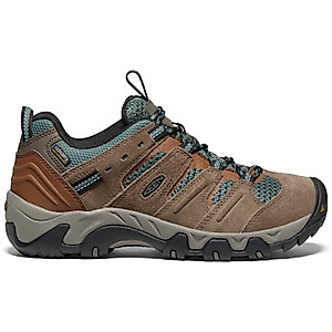 KEEN Women's Headout Low Height Waterproof All Terrain Hiking Shoes, Shitake/Dark Forest, 9.5