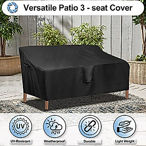 OutdoorLines Outdoor Waterproof Patio 3-Seater Couch Cover - UV Resistant Patio Sofa Furniture Covers Weatherproof Heavy Duty Glider Covers for Outdoor Furniture, 76Wx32.5Dx33H Inches, Black