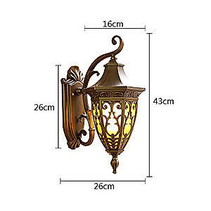 PEHUB European E27 IP42 Waterproof Garden Courtyard Glass Wall Light Retro Outdoor Antique Die-cast Aluminum Anti Rust Wall Lamp Balcony Landscape Decorative Wall Sconce Exterior Light Fixture