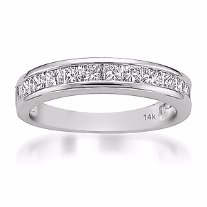 La4ve Diamonds Beyond Brilliance 1.00 Carat Channel Set Princess Cut Diamond Wedding Band Ring in 14K White Gold (I-J, I2-I3)