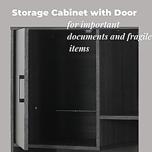 LUMIINOFAMI Book Case, 64.5'' Tall Bookshelf with 2 Storage Cabinets, 4 Tier Bookshelf with Storage, Cube Unit Bookcase with Doors Open Shelf Bookcase for Living Room Indoor Office(Dark Grey)