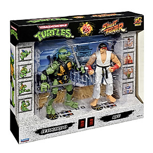 BANDAI 2 Pack | Teenage Mutant Ninja Turtles Leonardo Vs Street Fighter Ryu Action Figures | 6'' and Turtle with Articulation, P81251