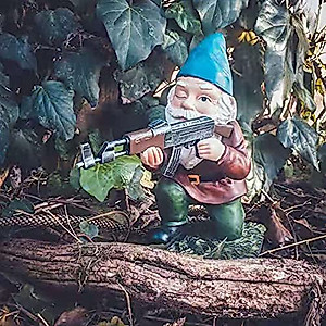 PERFECTOP 3Pcs Military Soldier Garden Gnomes with Guns AK47, Funny Army War Combat Defender Gnome Statue Figurines, Indoor Outdoor Patio Yard Lawn Desktop Decor, Thanksgiving Christmas Ornament Gift