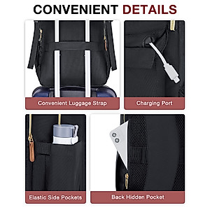 BAGSMART Travel Backpack for Women, 15.6 Inch Laptop Backpack, Teacher Backpack with USB Charging Hole, Casual Daypack College School Bookbags, Large Capacity Computer Backpacks for Business, Black