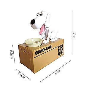 Stealing Coin Bank, Money Box - Piggy Bank- Cute Dogs Steals Coins Like Magic Coin Automatic Stealing Coin Bank Husky Coin Bank Kids Toy Bank Doggy Puppy Piggy Bank (White)