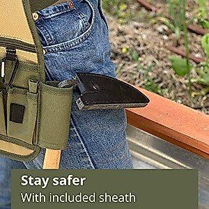 Truly Garden Sickle Style Hand Weeder Tool with Thick Leather Sheath and Sharpening Stone
