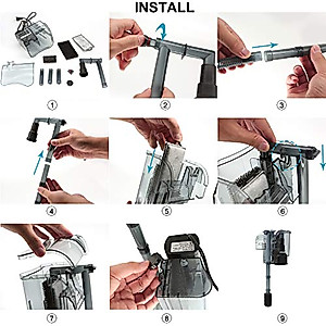 Boxtech Aquarium Hang On Filter - Power Waterfall Suspension Oxygen Pump - Submersible Hanging Activated Carbon Biochemical Wall Mounted Fish Tank Filtration Water (5-10 Gal)