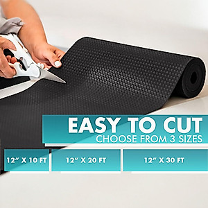Drawer and Shelf Liner - Truly Non-Slip, Non-Adhesive, Kitchen Cabinet Liners - Heavy, Thick, Durable, Waterproof - Easy Cut to Fit and Protect Any Shelves, Tool Box, Bathroom Surfaces (10 FT, Black)