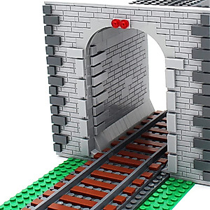 dspitwod Train Tunnel Building Toy for Classic Electric City Passenger Express Train Tracks Toys Accessories Railroad Construction Building Block Compatible with Major Brand (Train Tunnel)