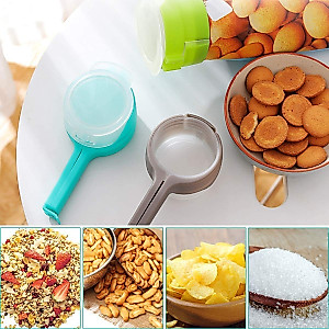 Yinqusitingg Food Storage Sealing Clips, Bag Clips with Pour Spouts, Kitchen Chip Bag Clips, Plastic Cap Sealer Clips for Kitchen Food Storage and Organization (4 PCS)