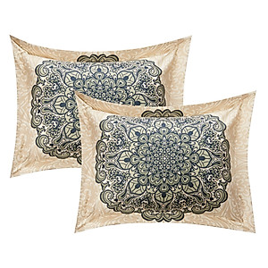 Chic Home Mindy 4 Piece Reversible Duvet Cover Set Large Scale Boho Inspired Medallion Paisley Print Design Bedding-Decorative Pillow Shams Included, Queen, Beige